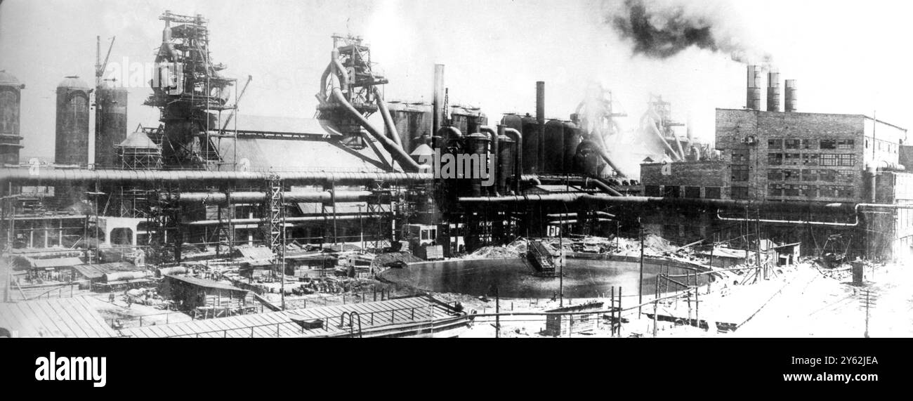 Soviet blast furnaces A general view of of the gigantic blast furnaces ...