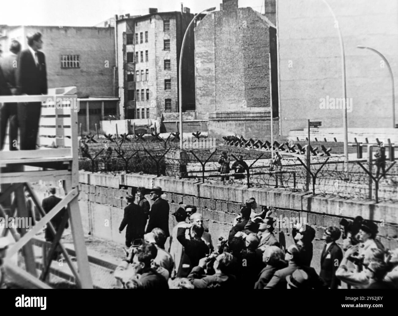 26 JUNE 1963 AMERICAN PRESIDENT JOHN F. KENNEDY LOOKS EAST ACROSS THE ...