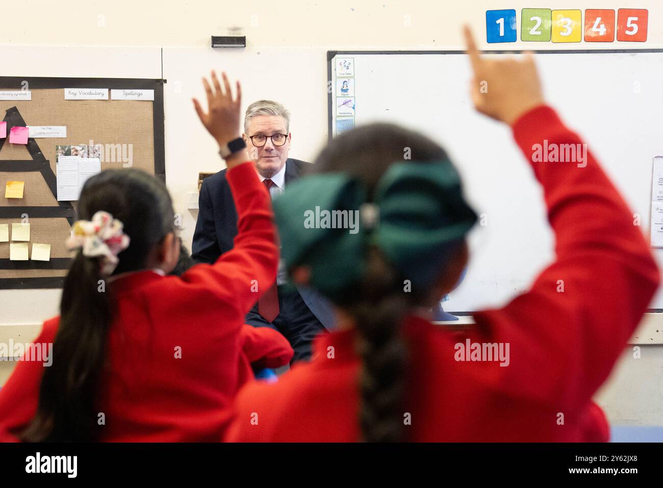 Prime Minister Sir Keir Starmer meets pupils at Holy Cross Catholic ...