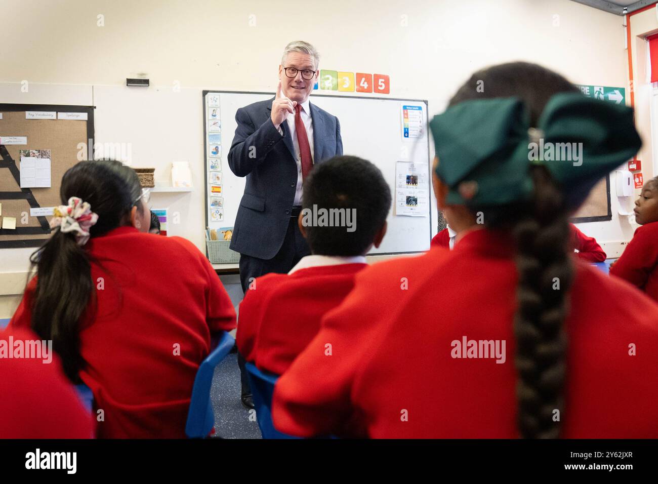 Prime Minister Sir Keir Starmer meets pupils at Holy Cross Catholic ...