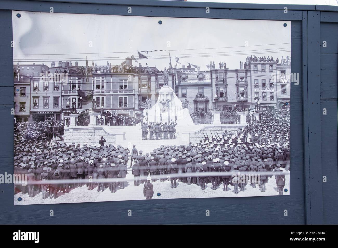 National War Memorial sign on erecting the monument on Duckworth Street ...
