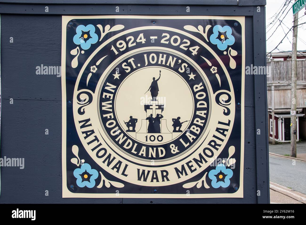 National War Memorial sign on Duckworth Street in downtown St. John's ...