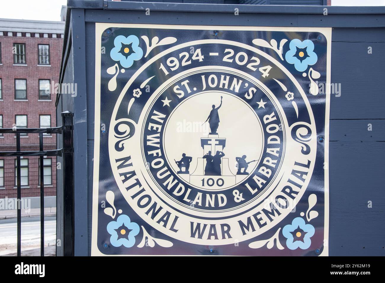 National War Memorial sign on Duckworth Street in downtown St. John's ...