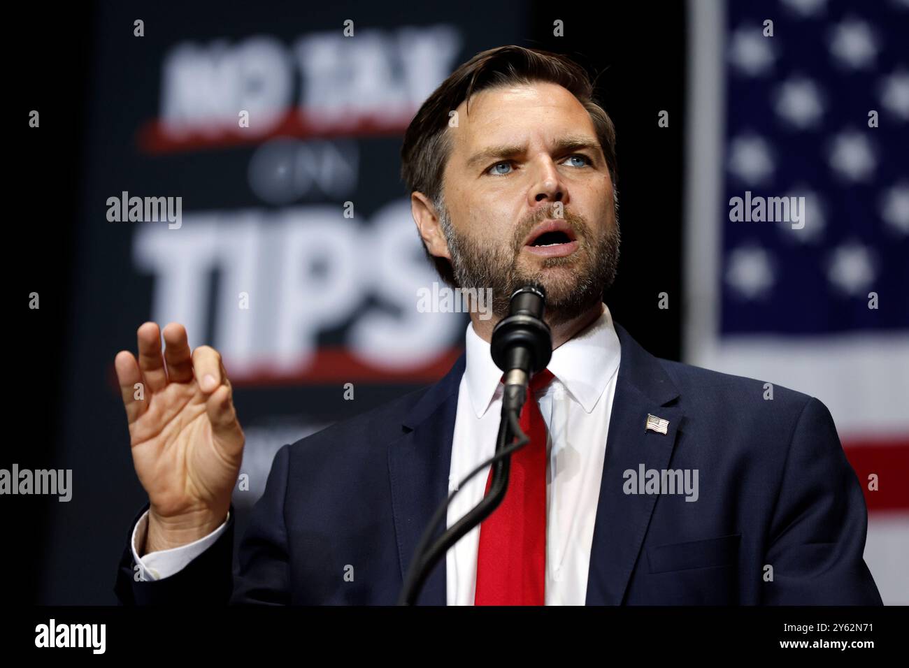 Republican vice presidential nominee Sen. JD Vance, R-Ohio, speaks at a ...