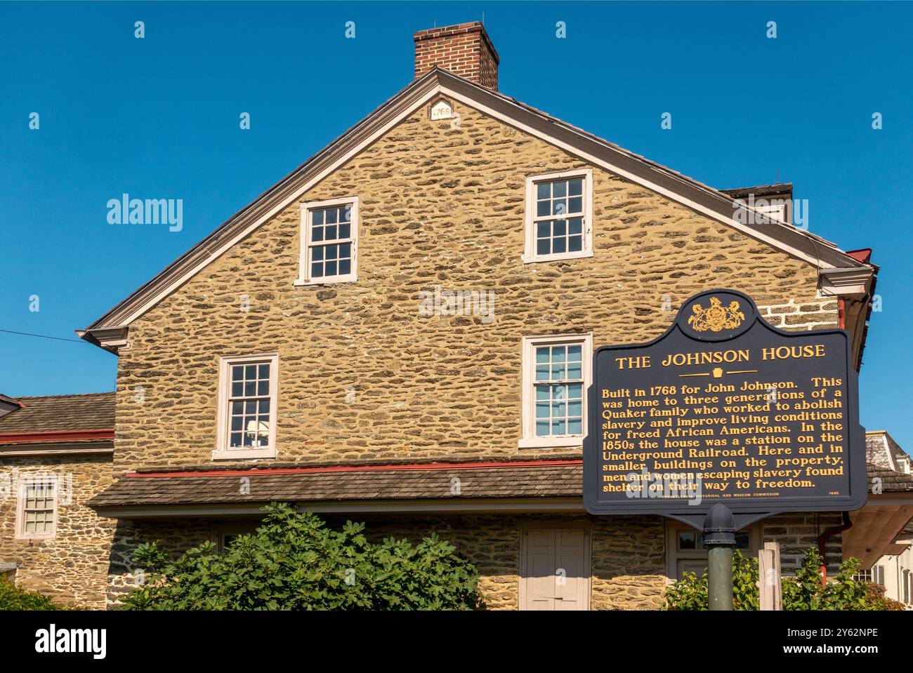 John Johnson house historic site plaque in the Germantown section of ...