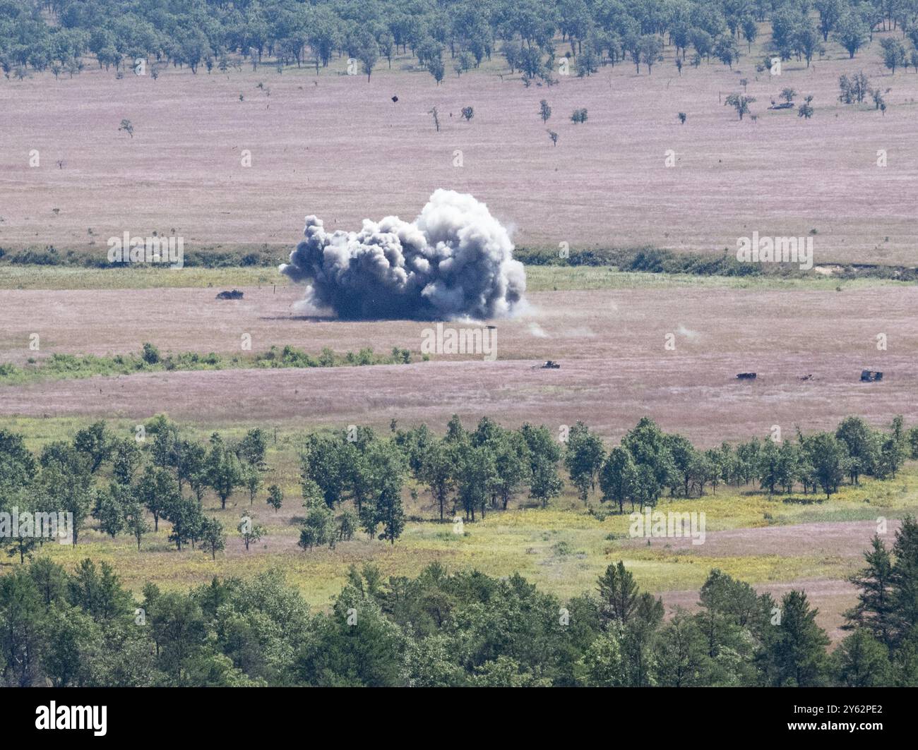 A bomb hits its mark on the impact area from an A-10C Thunderbolt II ...