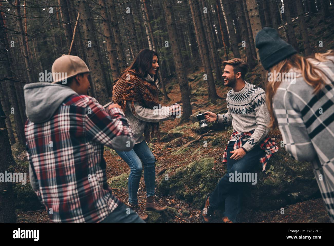 Supportive friends. Group of happy young people spending time together ...