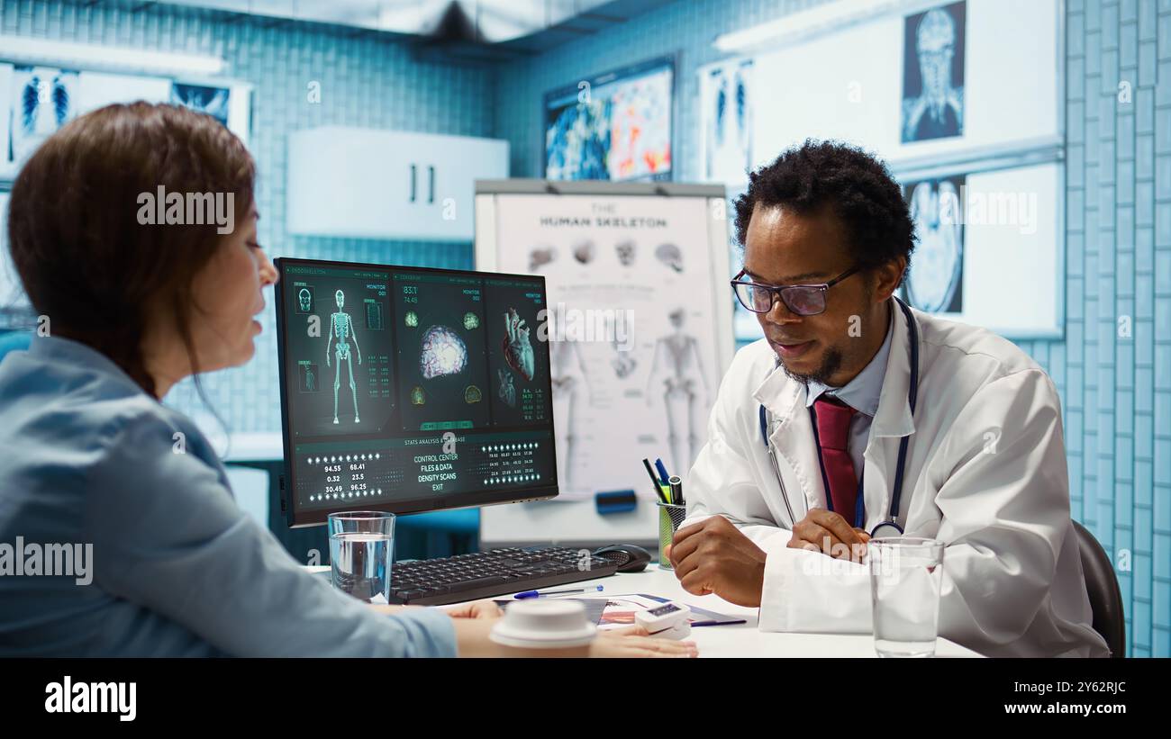 Medical expert taking oxygen saturation levels with an oximeter, doing ...