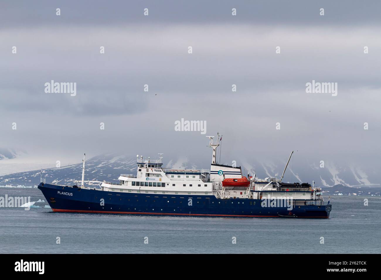 A view of the expedition ship Plancius operating in the Svalbard ...