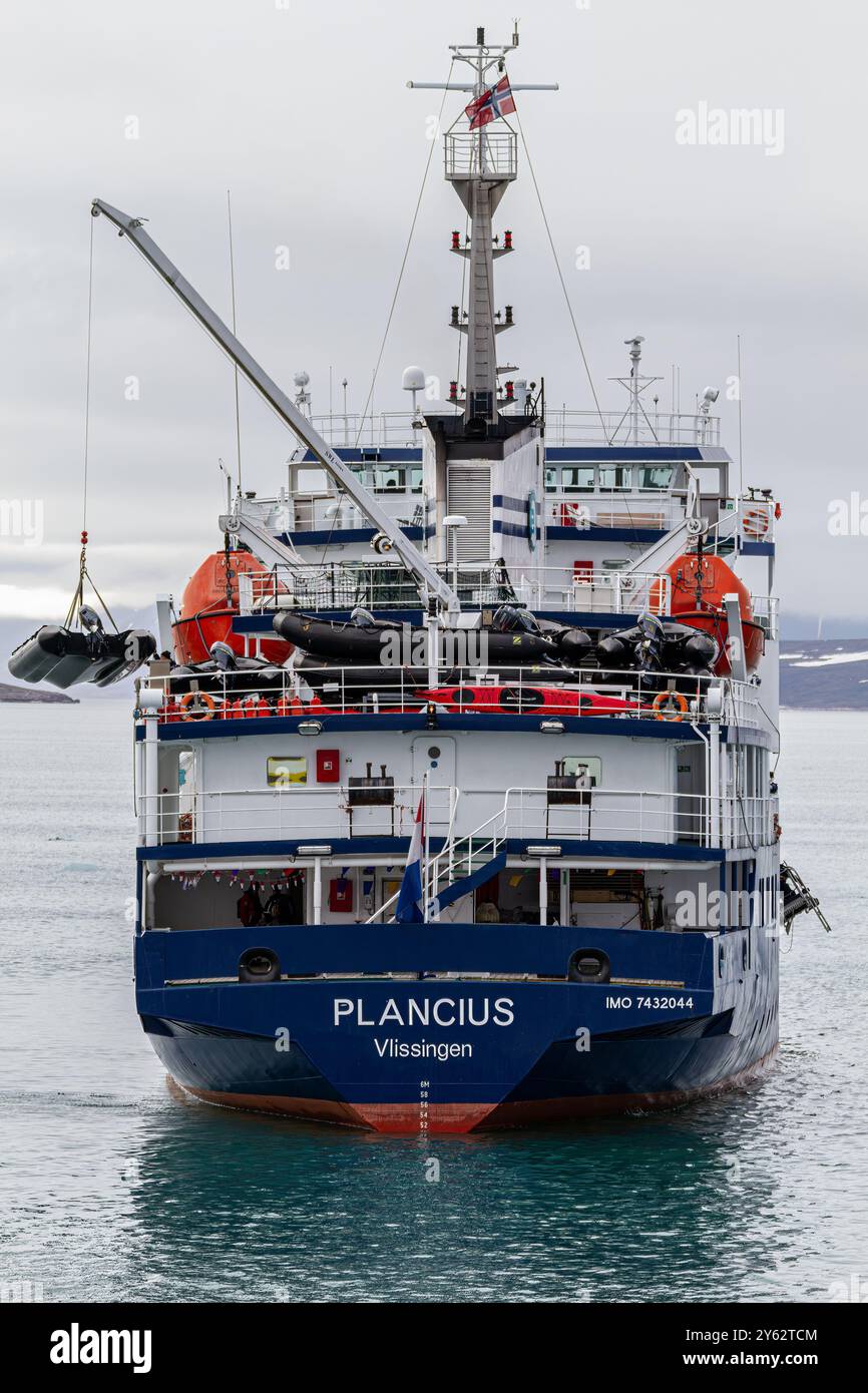 A view of the expedition ship Plancius operating in the Svalbard ...