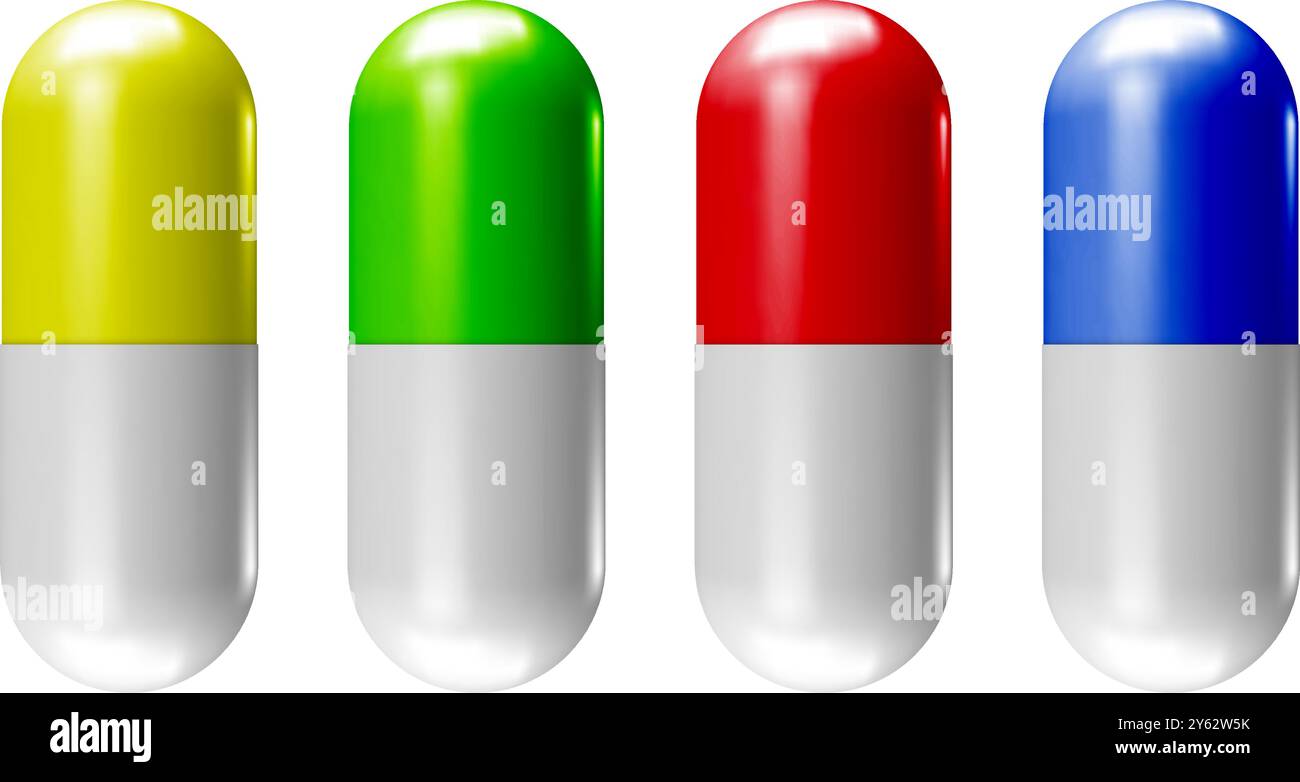 realistic medical pills set. design template of pills, capsules for ...