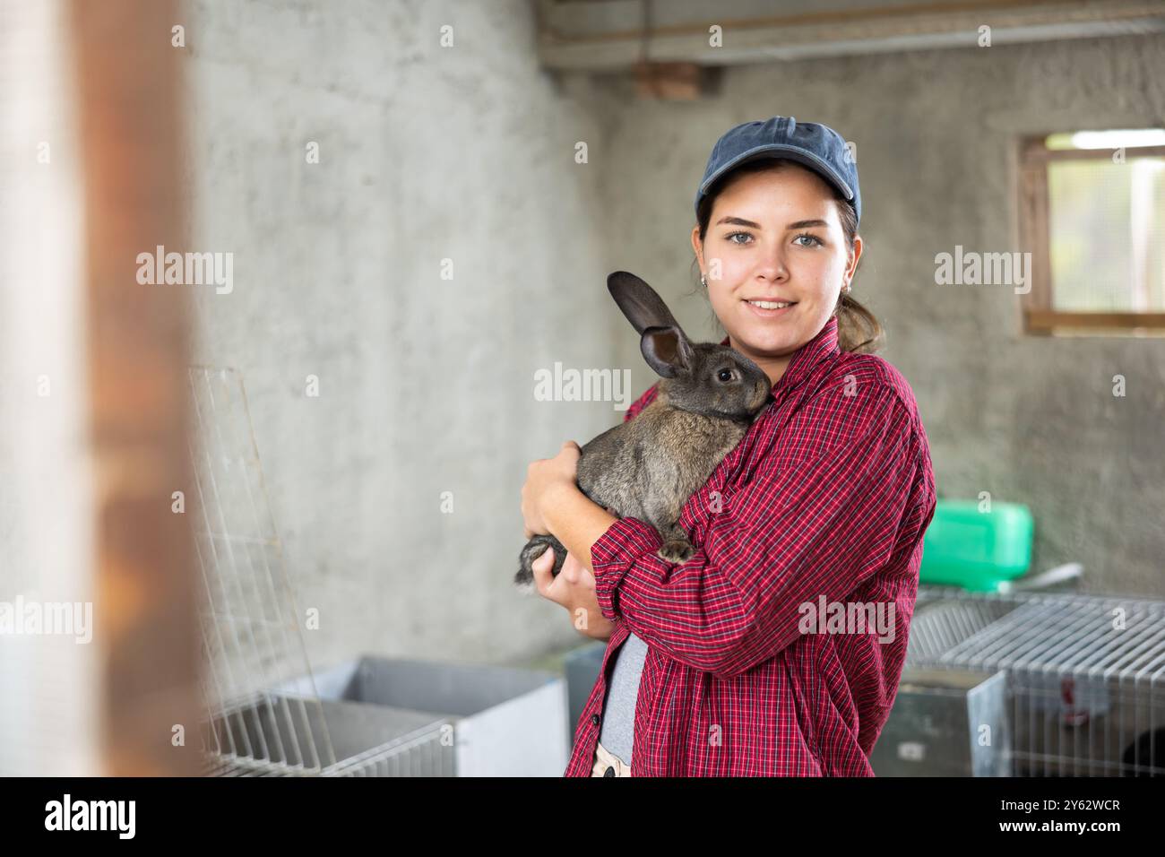 Woman holding rabbit in her hands Stock Photo - Alamy