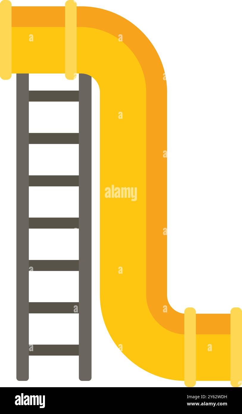 Simple vector illustration of a yellow playground slide with a ladder ...