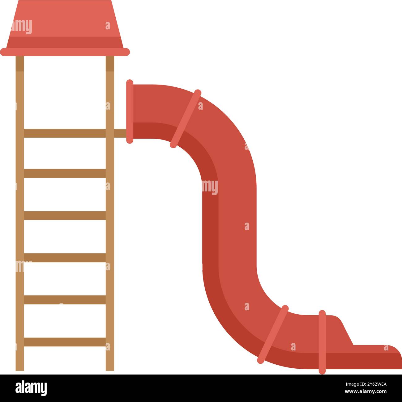 This colorful illustration features a playground slide with a wooden ...