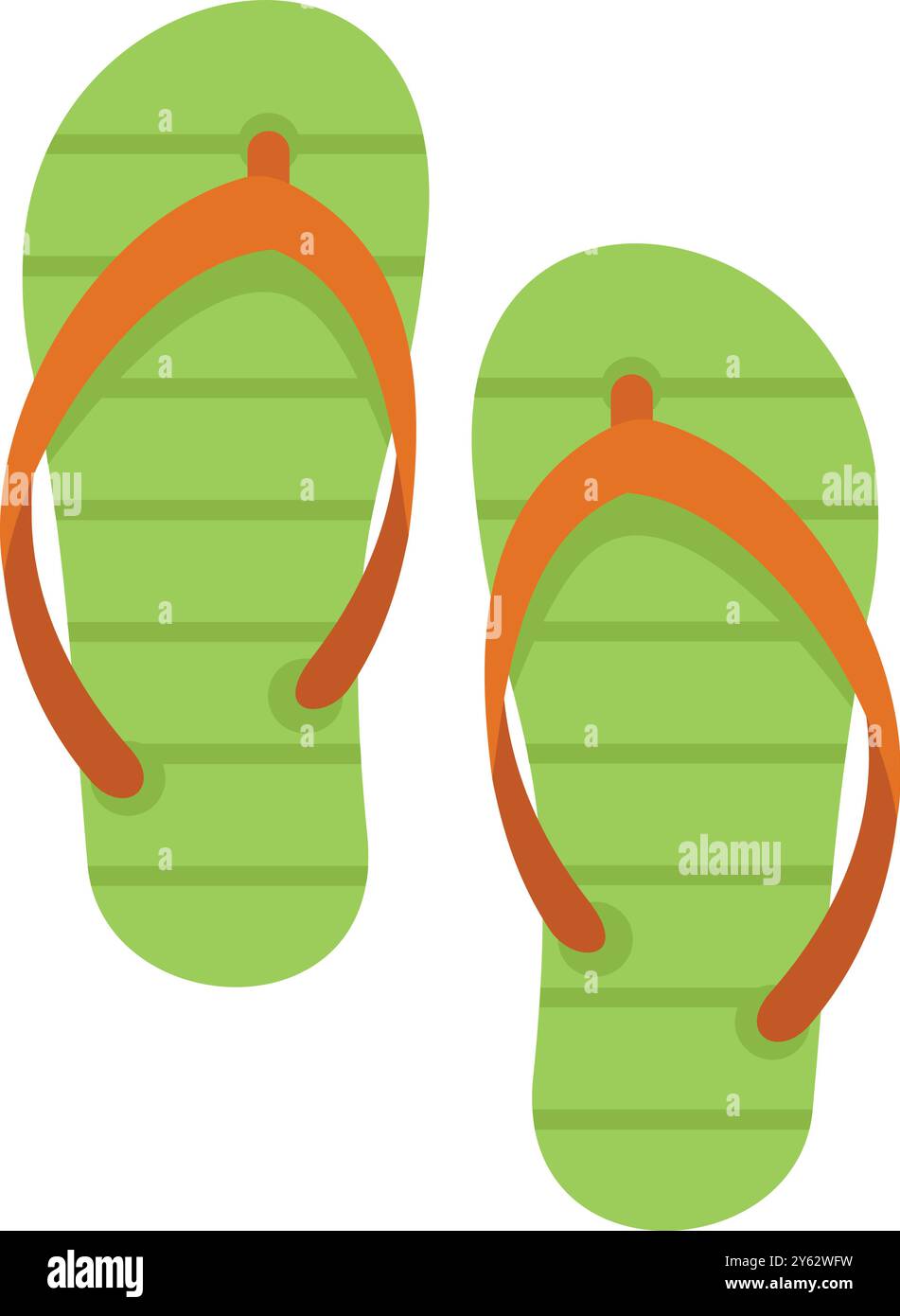 Green flip flops isolated on white background representing summer vacation, beach footwear ...