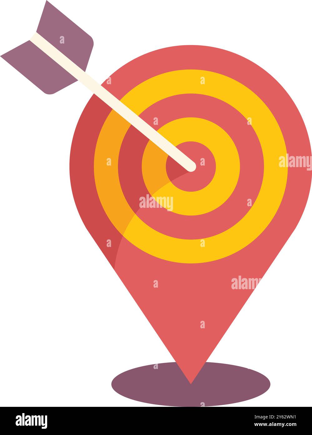 Location pin is pointing the target center with arrow sticking in it ...