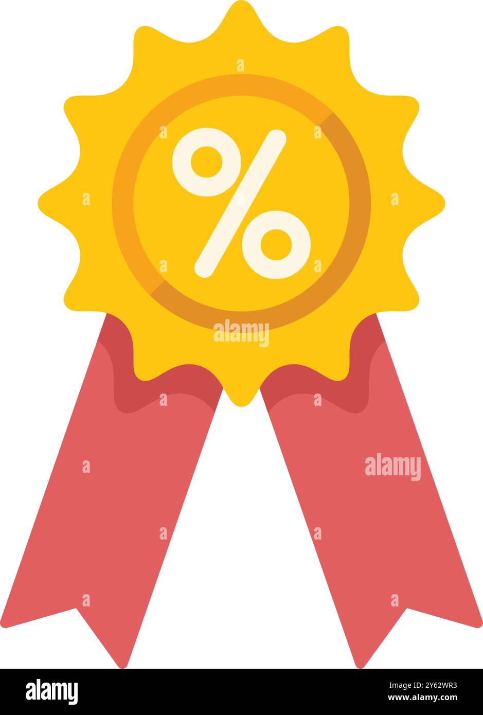 Golden award badge featuring percentage sign representing discount ...