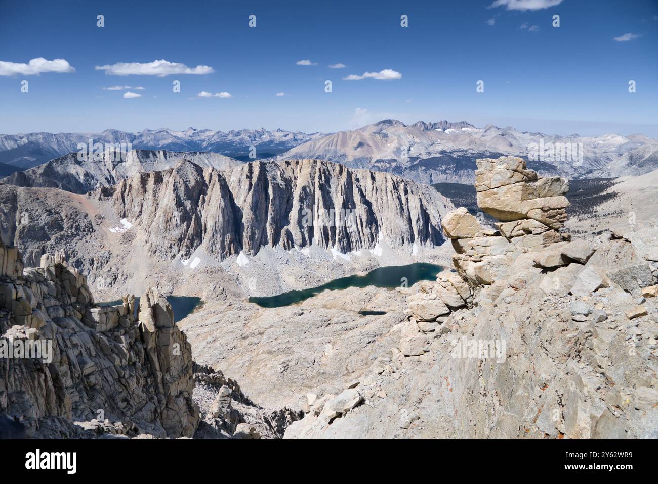 The View Of Mountains And Alpine Lake From The Top Of Mt Whitney Stock