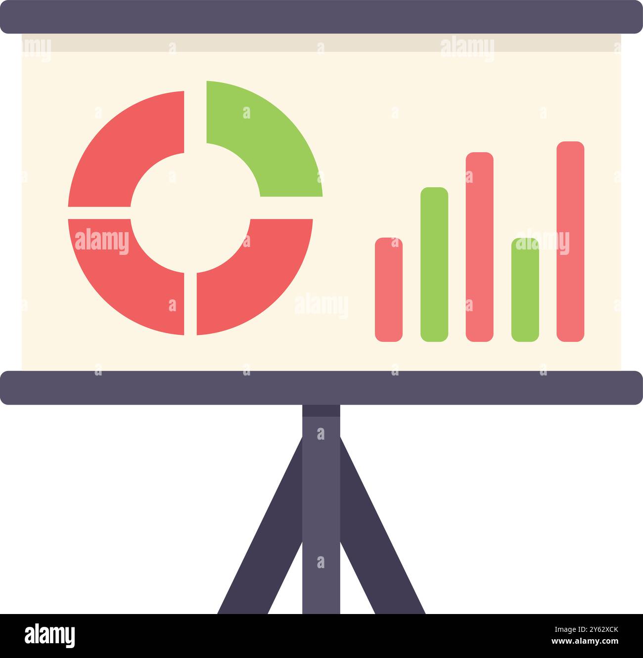 Presentation Board Is Displaying A Pie Chart And A Bar Graph Representing Data Analysis For