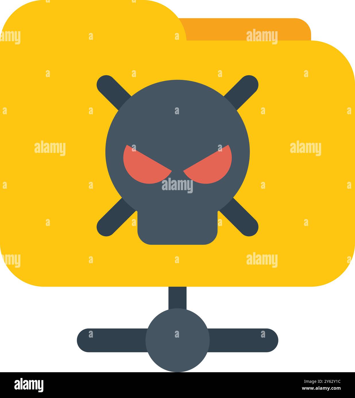 Shared folder infected with virus displaying skull and crossbones ...