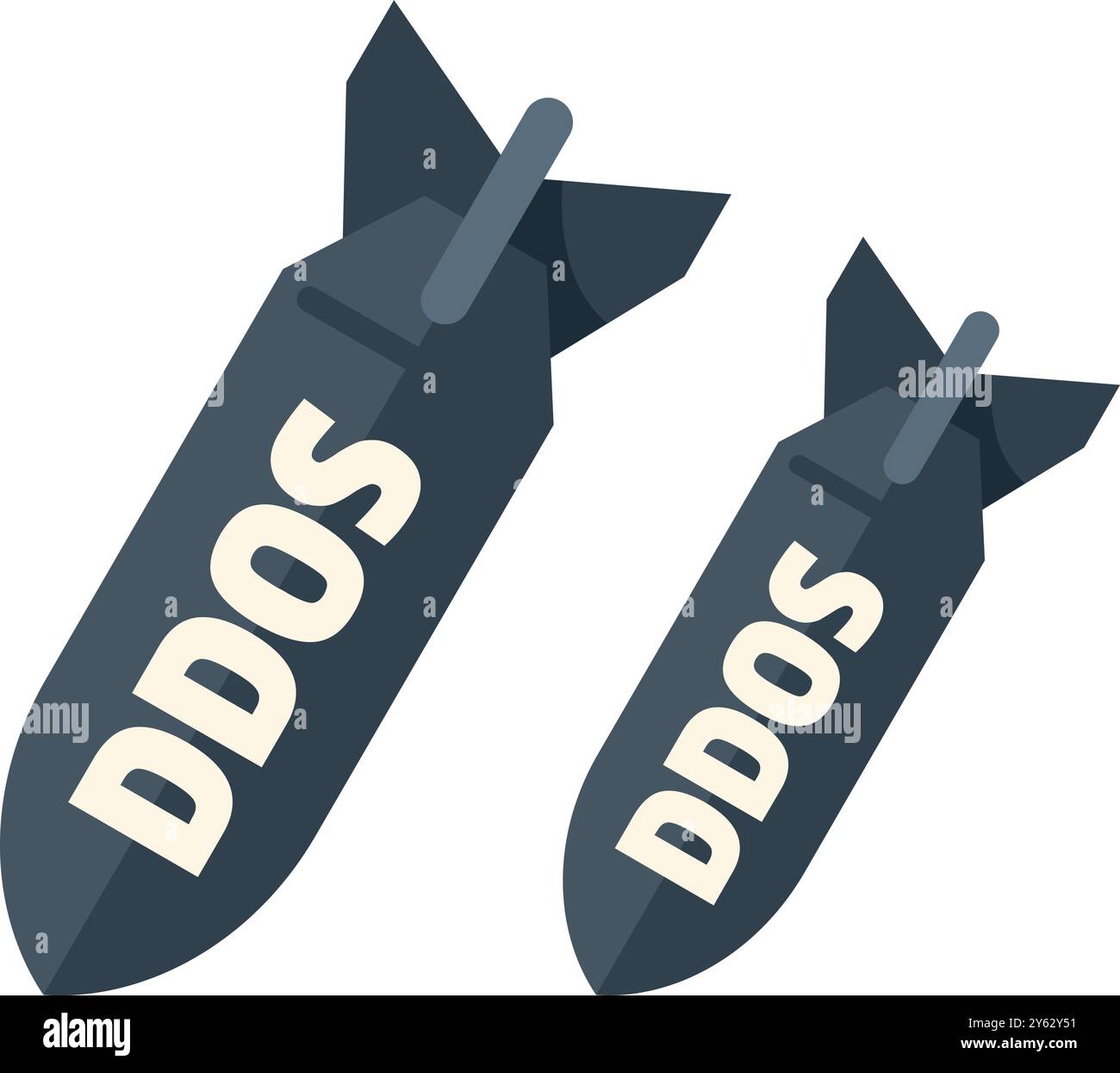 Two bombs falling representing a distributed denial of service cyber ...