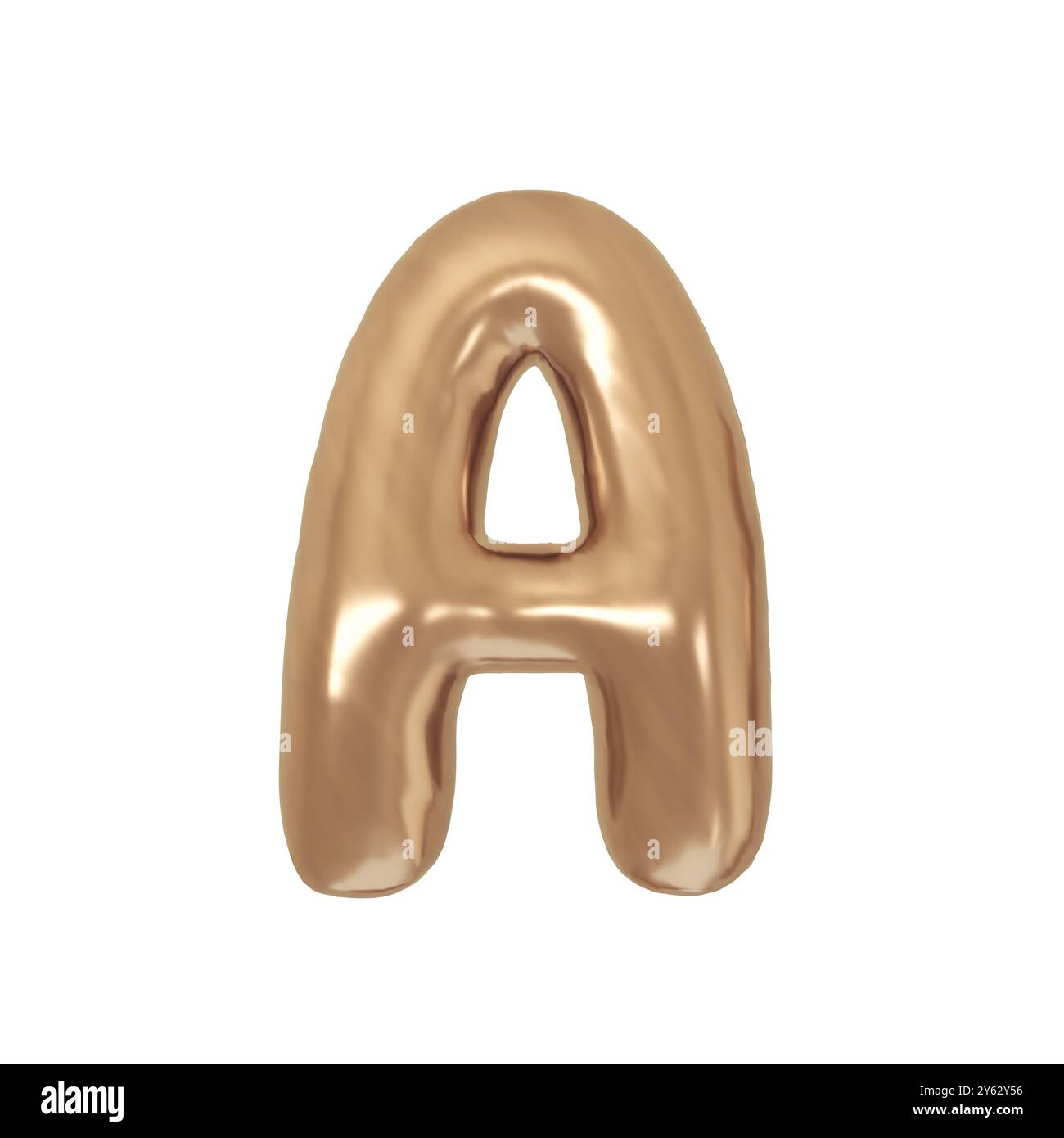 Balloon letter A in gold isolated on a white background. 3d ...