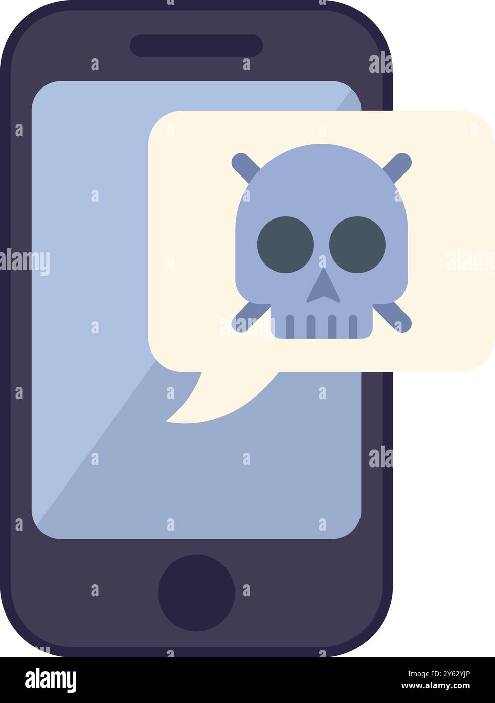Smartphone is showing a skull warning message on the screen Stock ...