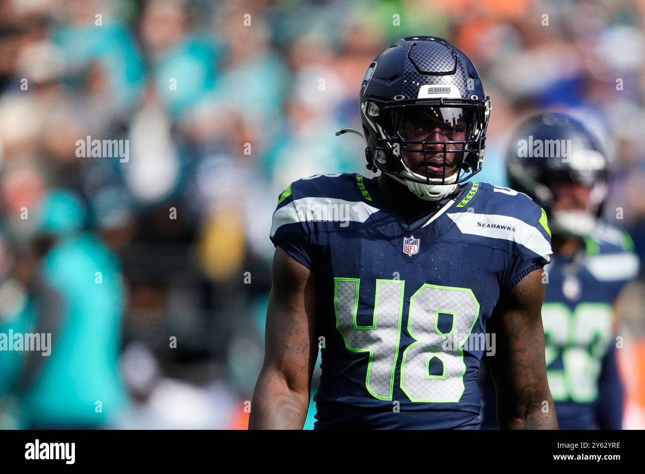 Seattle Seahawks linebacker Tyrice Knight looks on against the Miami ...