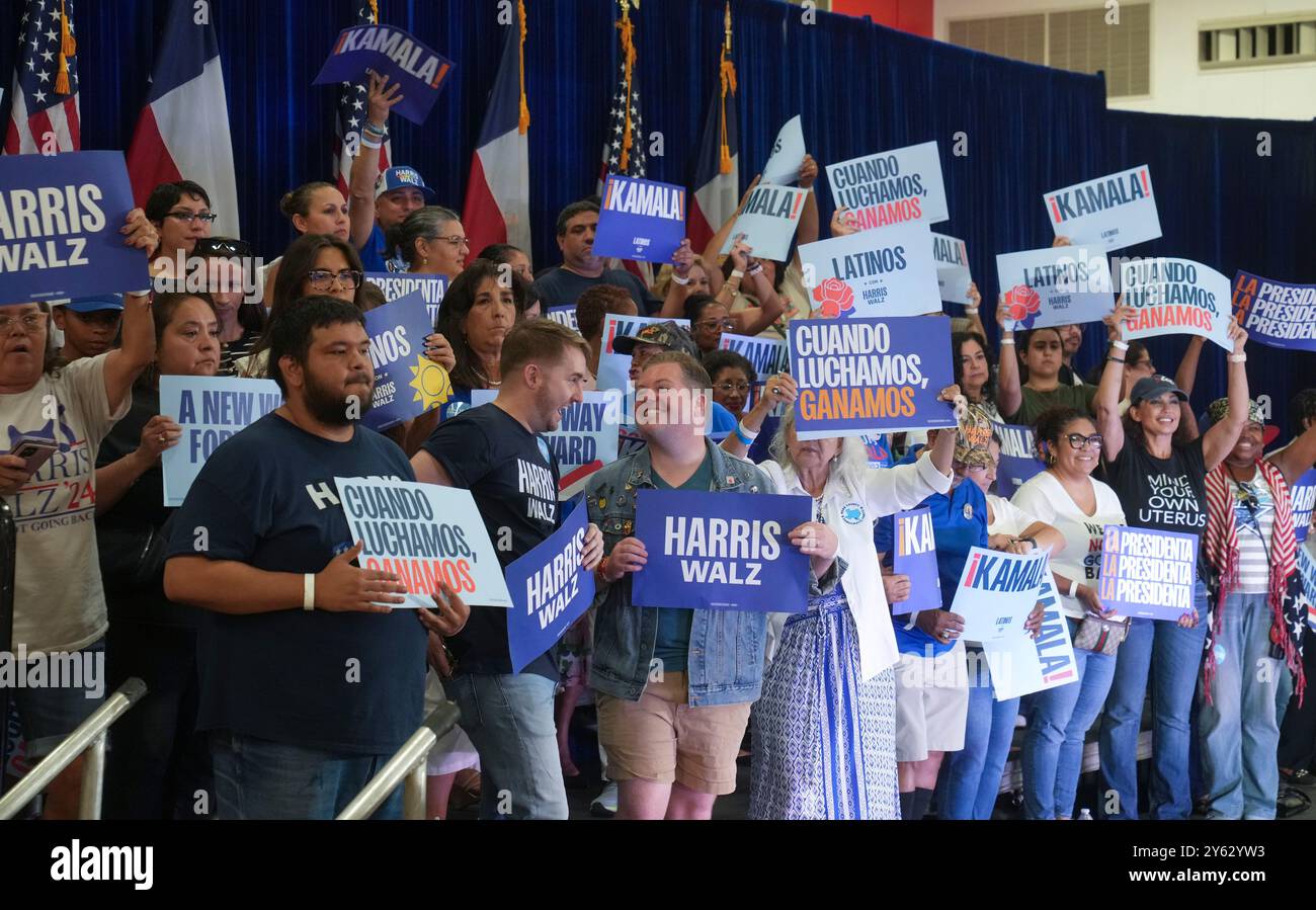 San Antonio Texas USA, September 23 2024: Fans cheer at a rally of ...