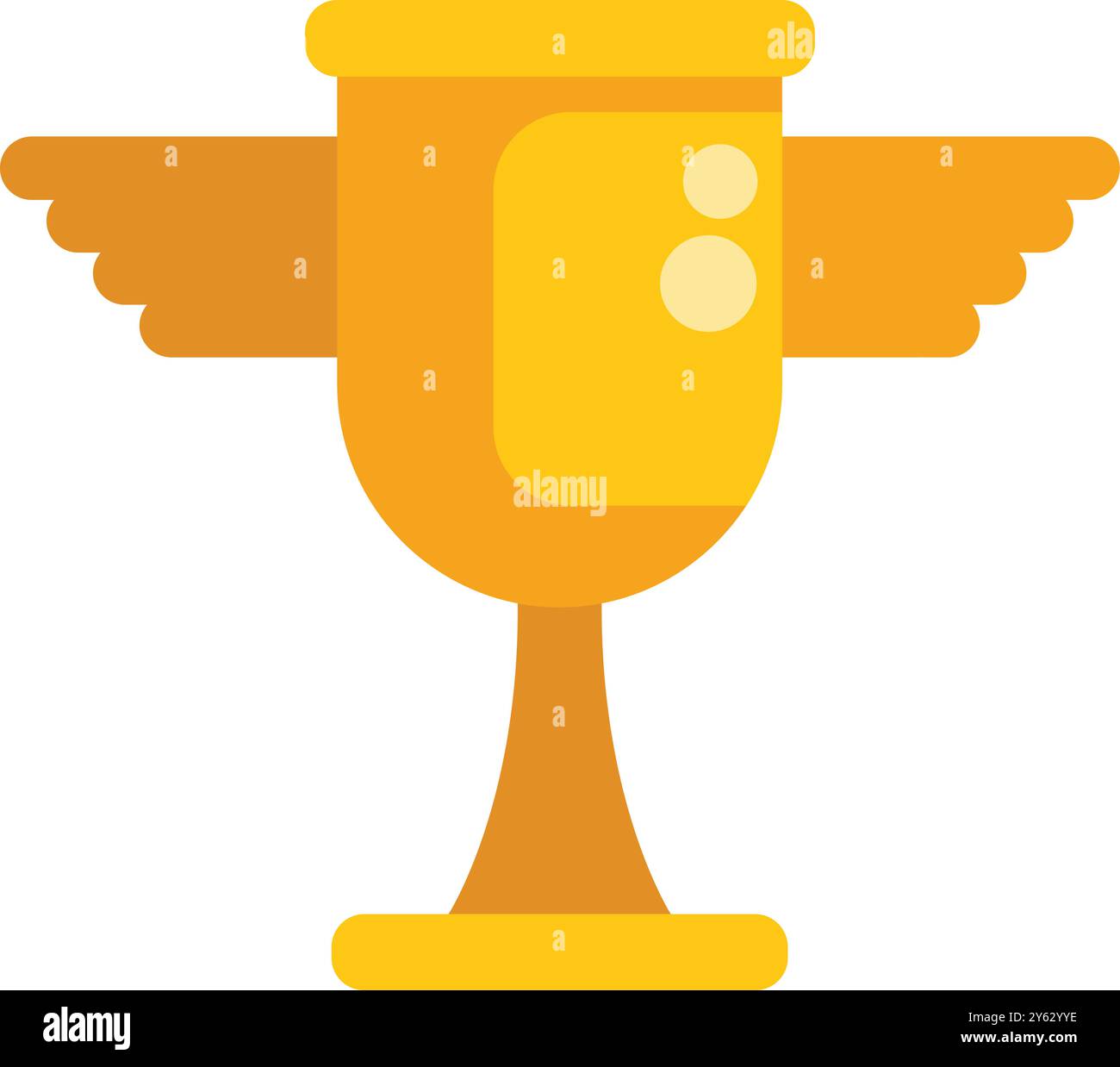 Golden trophy cup award with wings is flying, delivering victory and ...