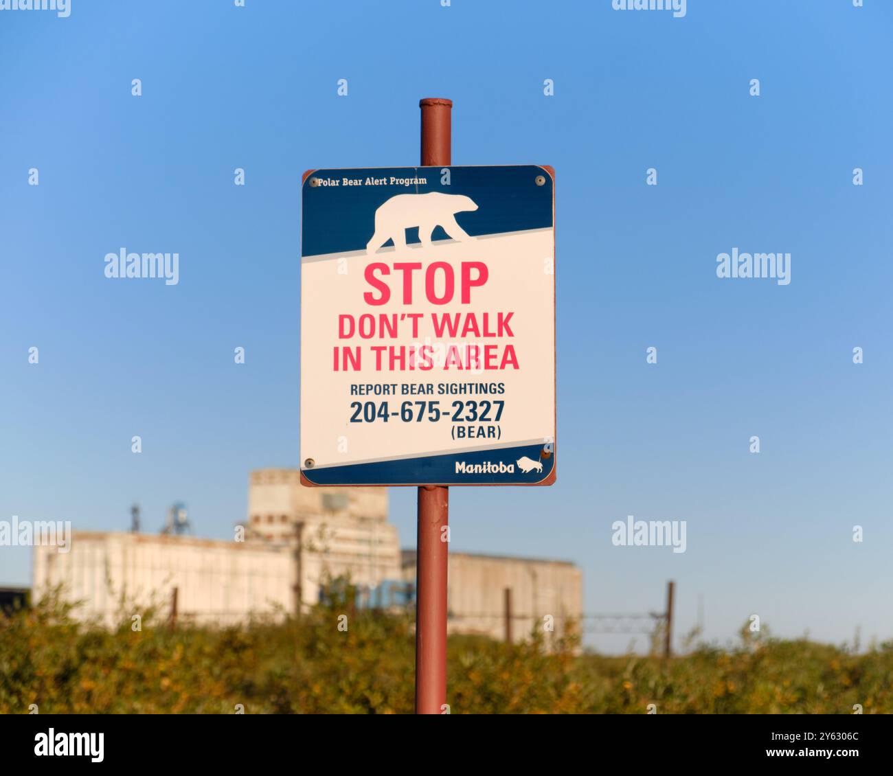 Warning Sign in Churchill Manitoba: Stop Don't walk in this Area ...