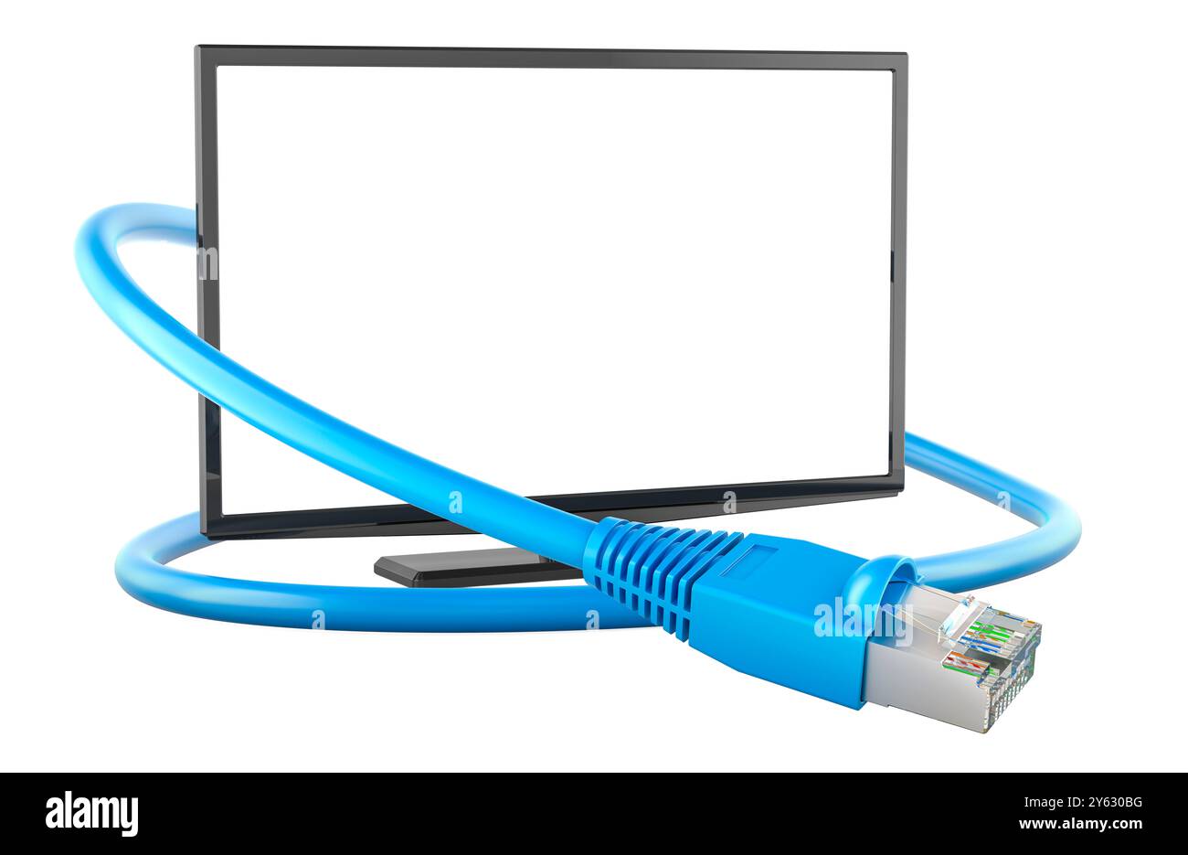 Digital Video Broadcasting - Internet, concept. Smart TV set with Lan ...