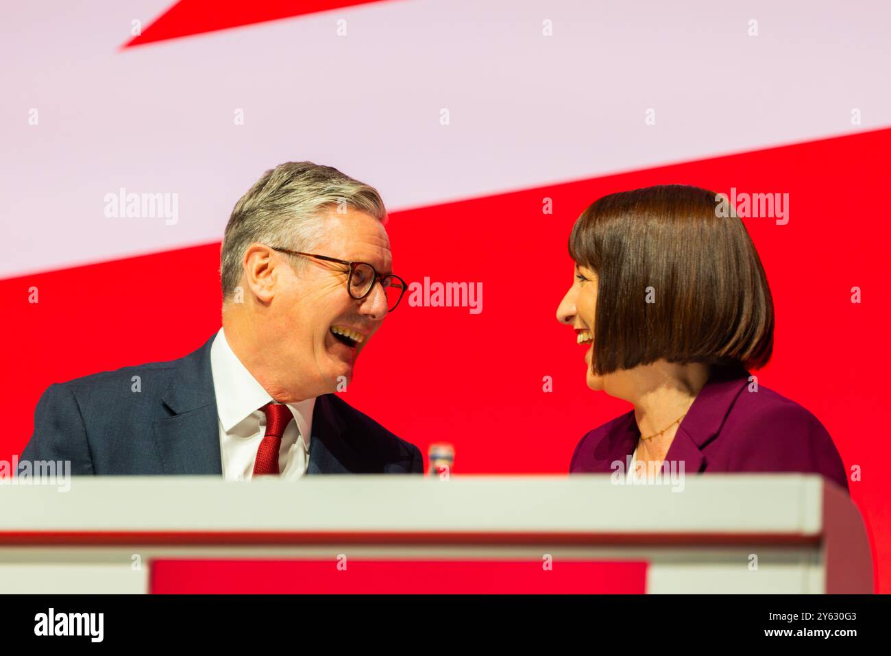 Liverpool, UK. 23 SEP, 2024. Rachel Reeves and Sir Keir Starmer on ...