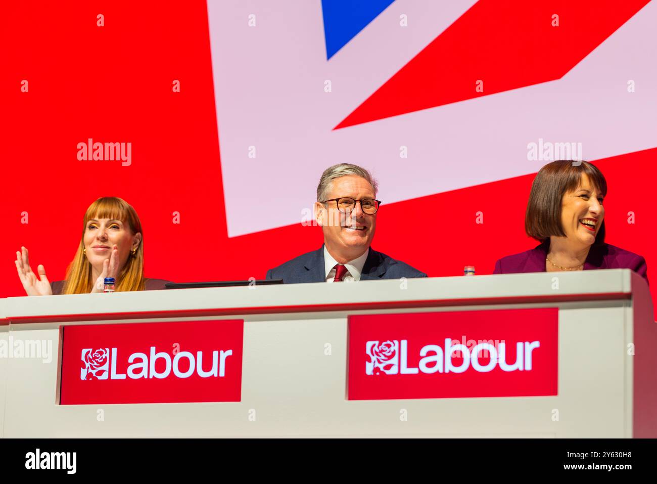 Liverpool, UK. 23 SEP, 2024. Angela Rayner, Keir Starmer and Rachel ...