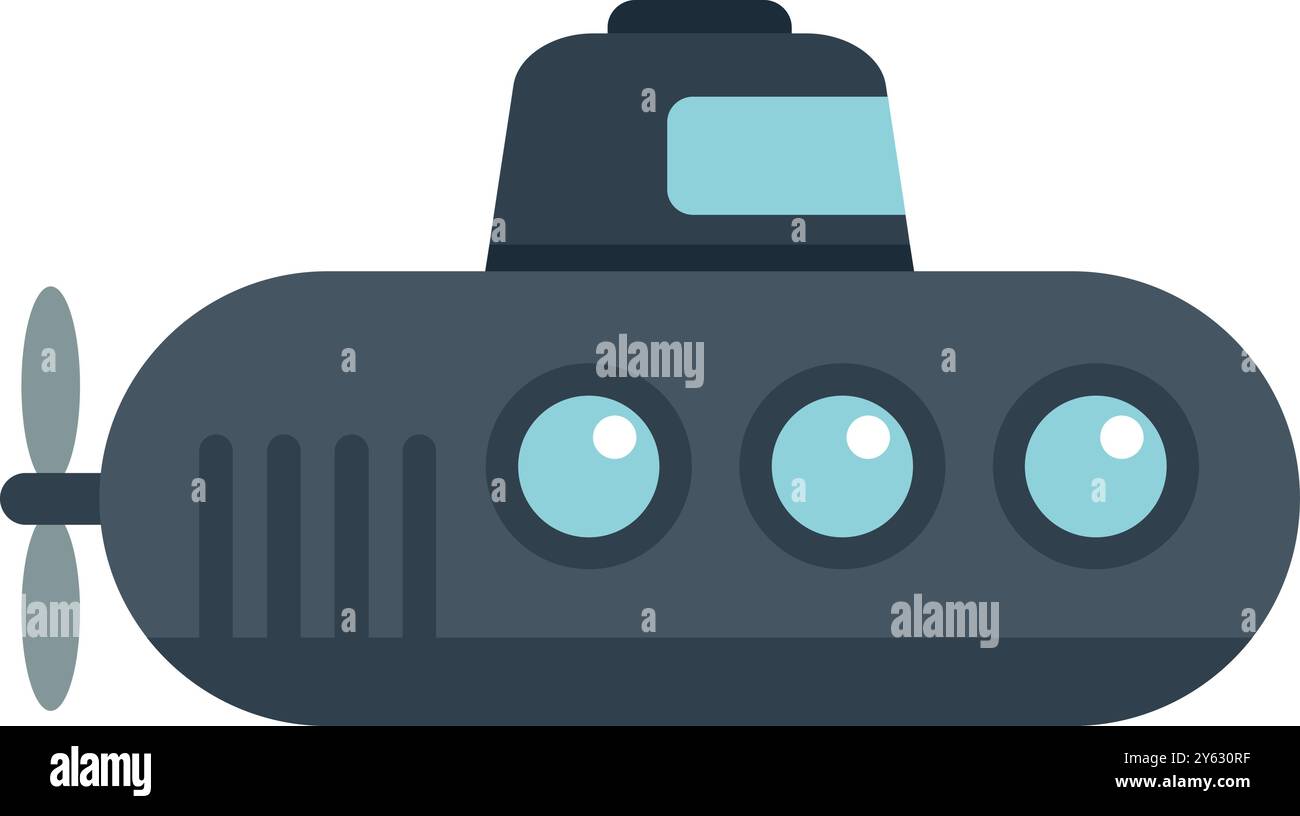 Cartoon submarine is traversing the ocean with its lights shining Stock ...