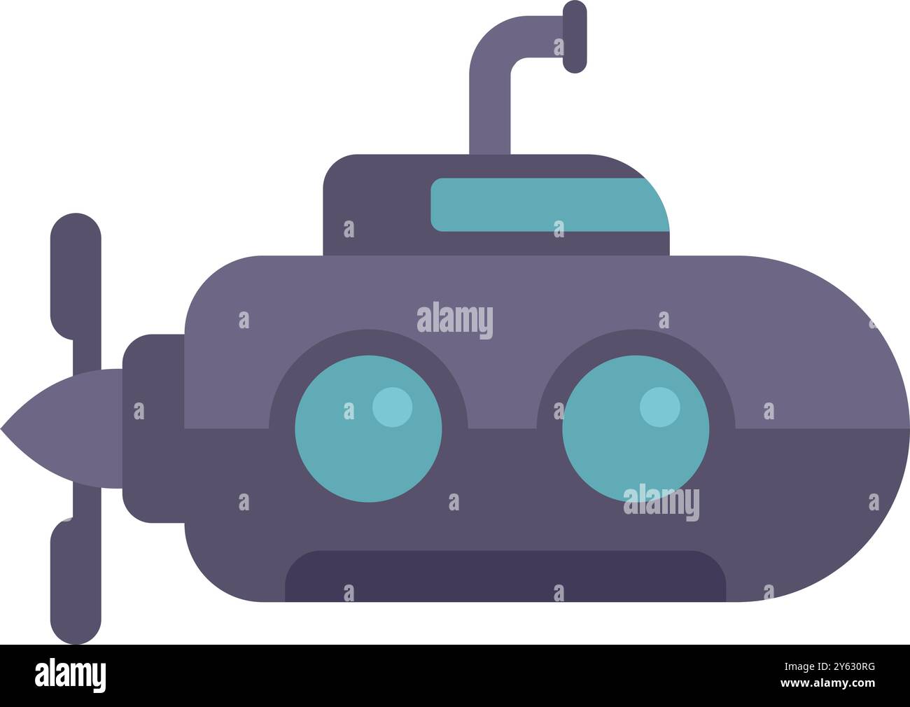 Colorful flat vector illustration of a submarine exploring the ocean ...