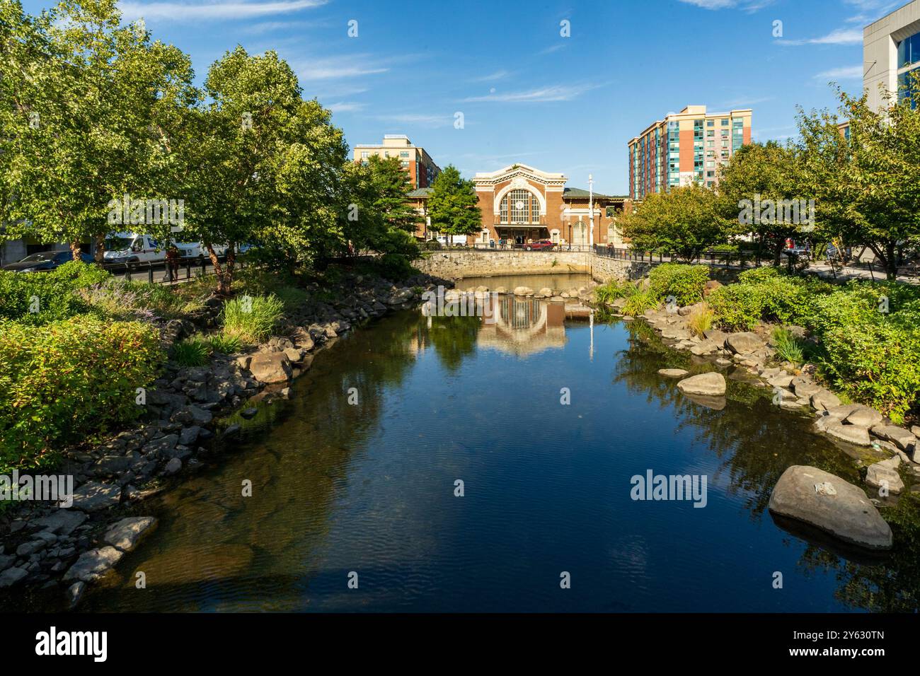 Yonkers, NY - US - Sep 21, 2024 Van der Donck Park at Larkin Plaza is a ...