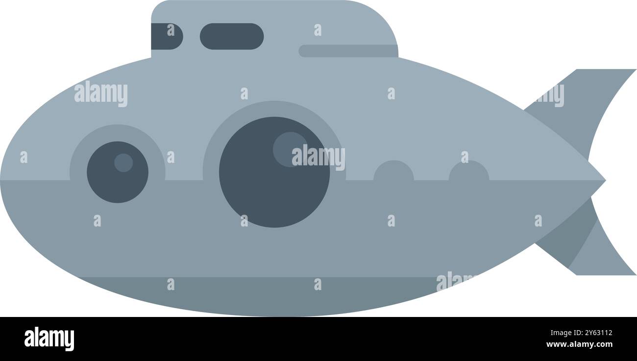Simple and colorful vector illustration of a submarine exploring the ...