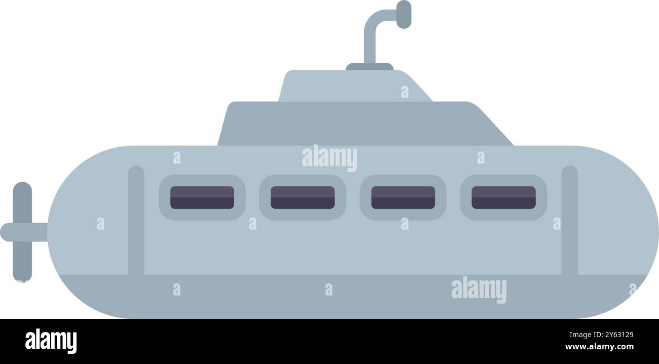 Simple flat vector illustration of a submarine navigating underwater ...