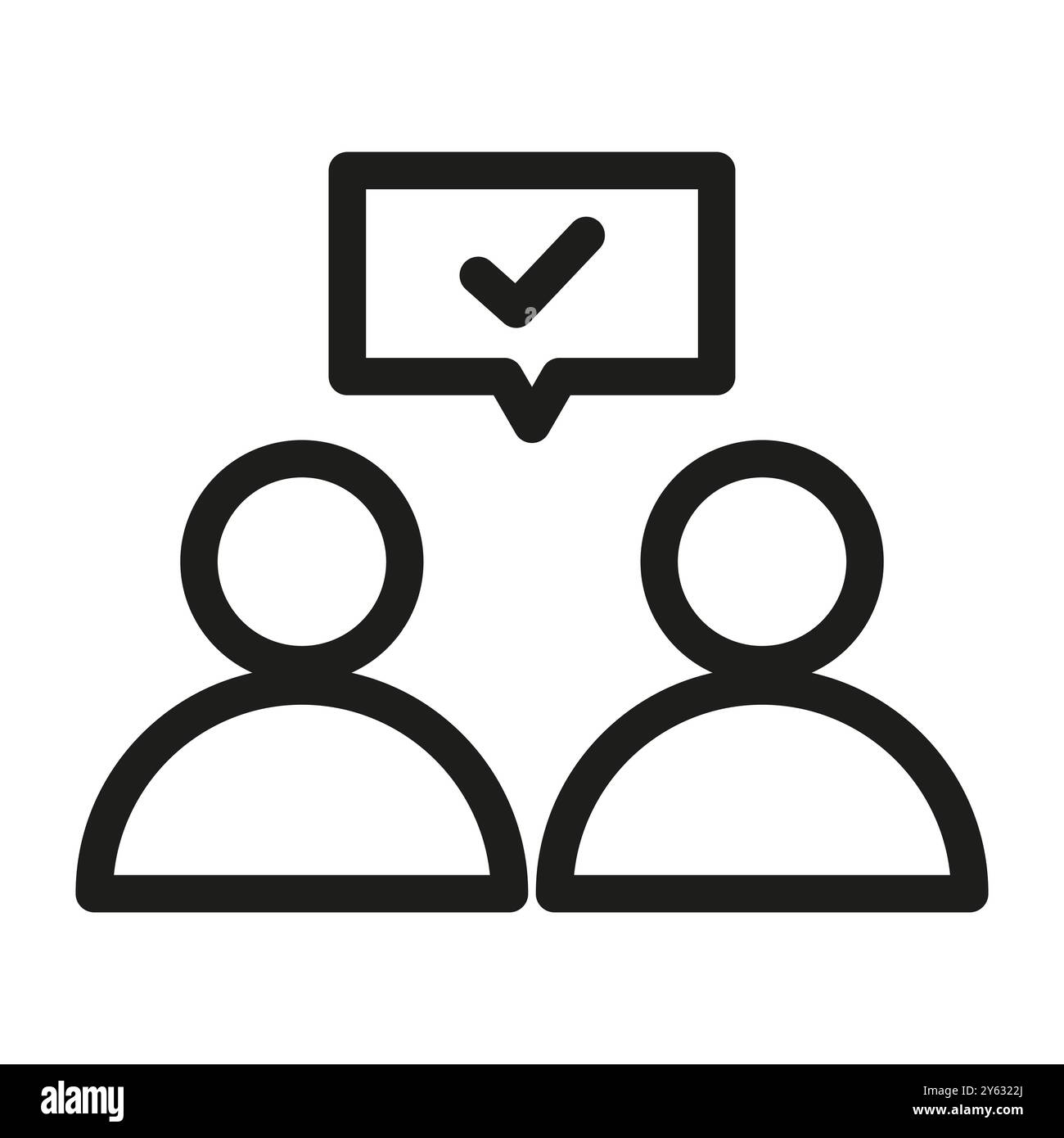 Two people icon. Check mark in bubble. Simple vector design. Black ...