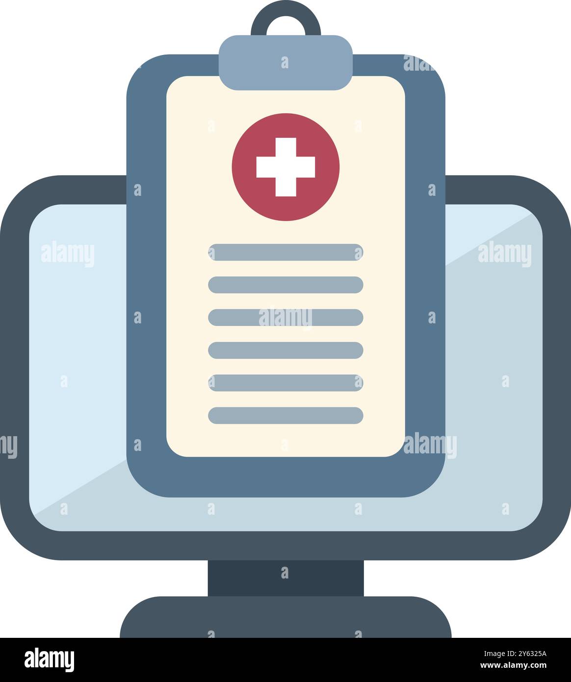 Medical report with a red cross is displayed on a computer screen Stock ...