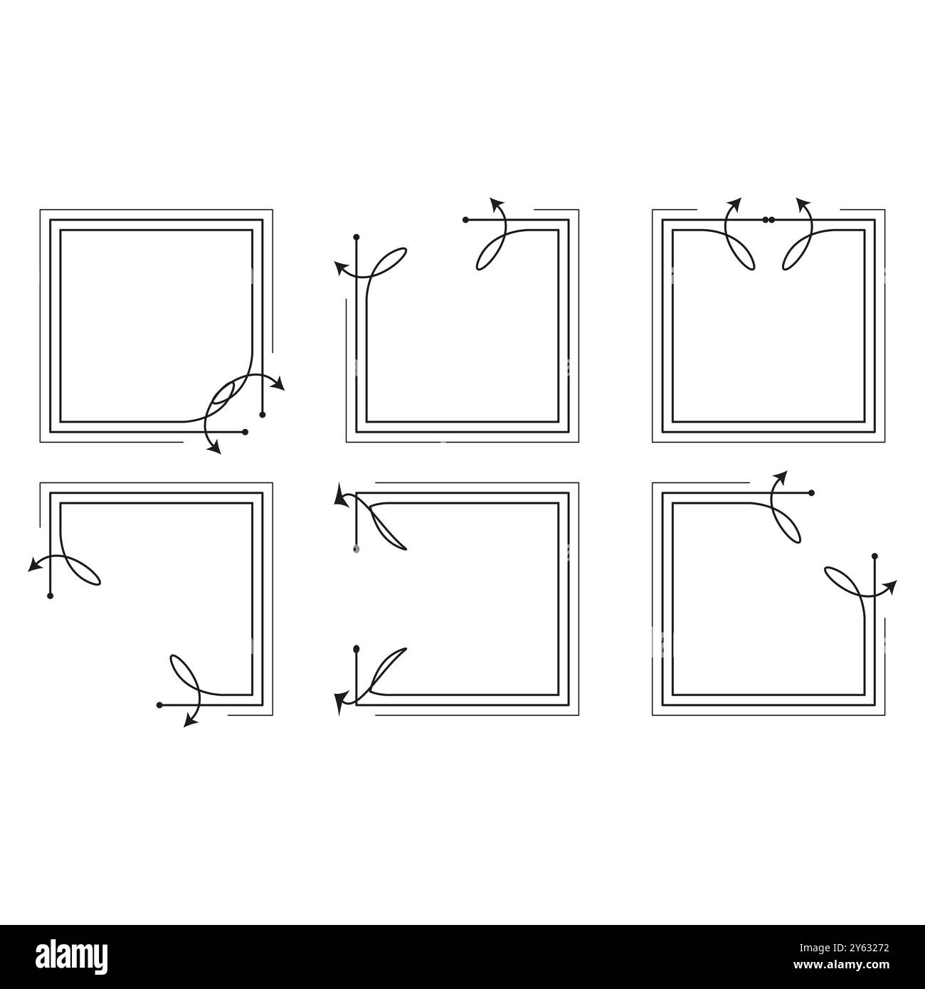 Decorative frame collection. Abstract corner elements. Geometric border ...