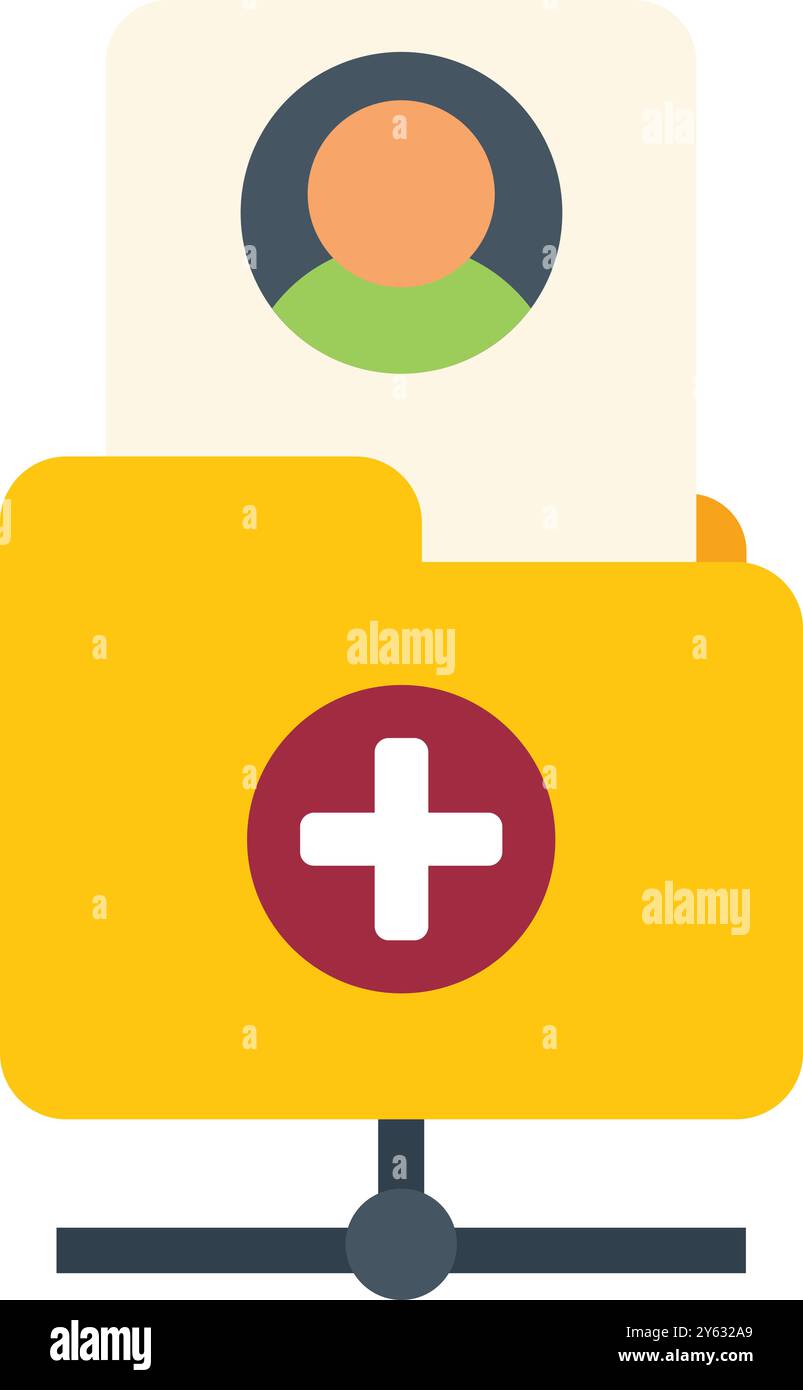 Folder icon being shared on a computer network, adding new user profile with plus symbol Stock ...