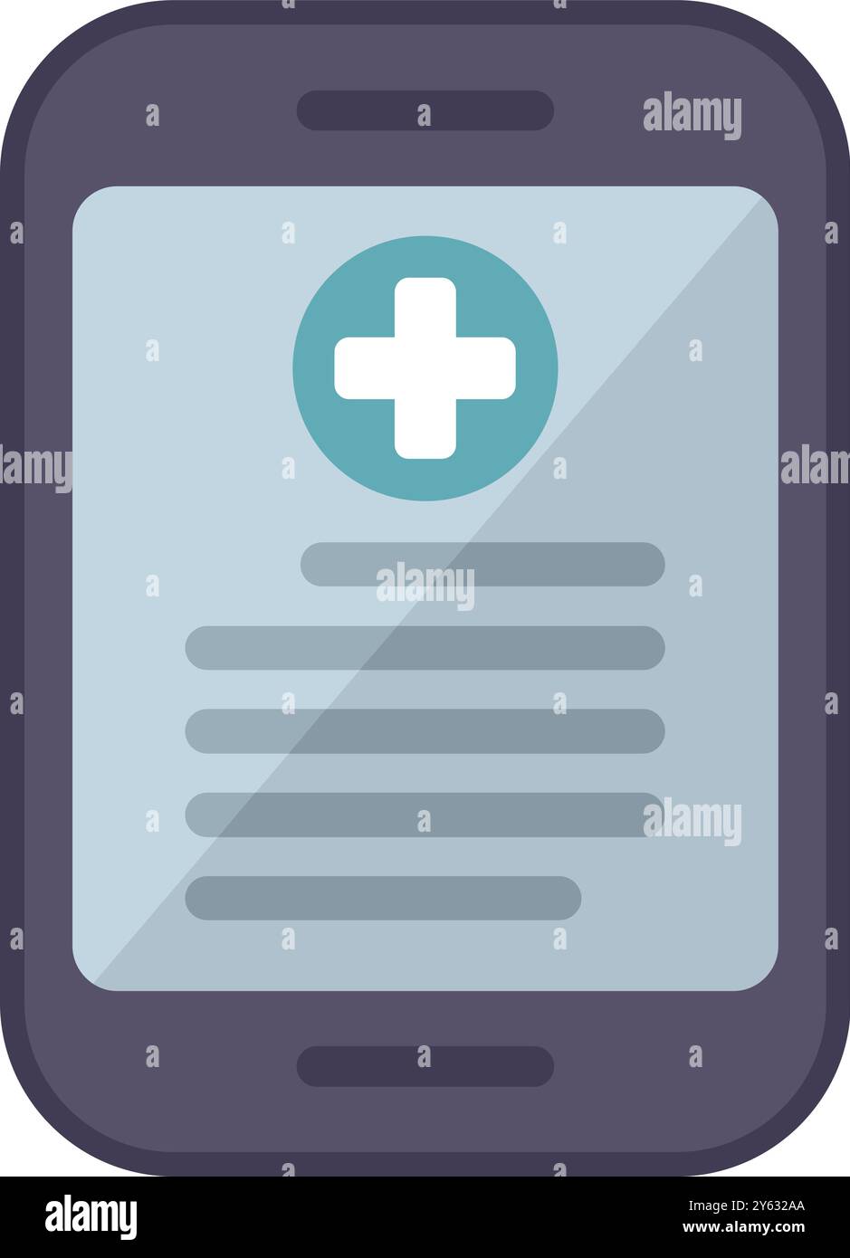 Smartphone showing medical information with cross symbol on screen ...