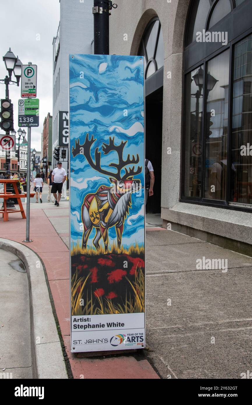 Year of the Arts mural of caribou on Water Street in downtown St. John ...