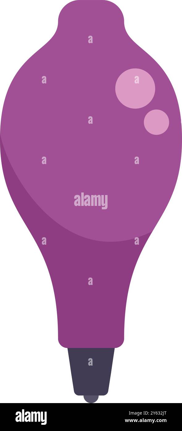 Chemistry dropper holding pink liquid icon in flat style on a white ...