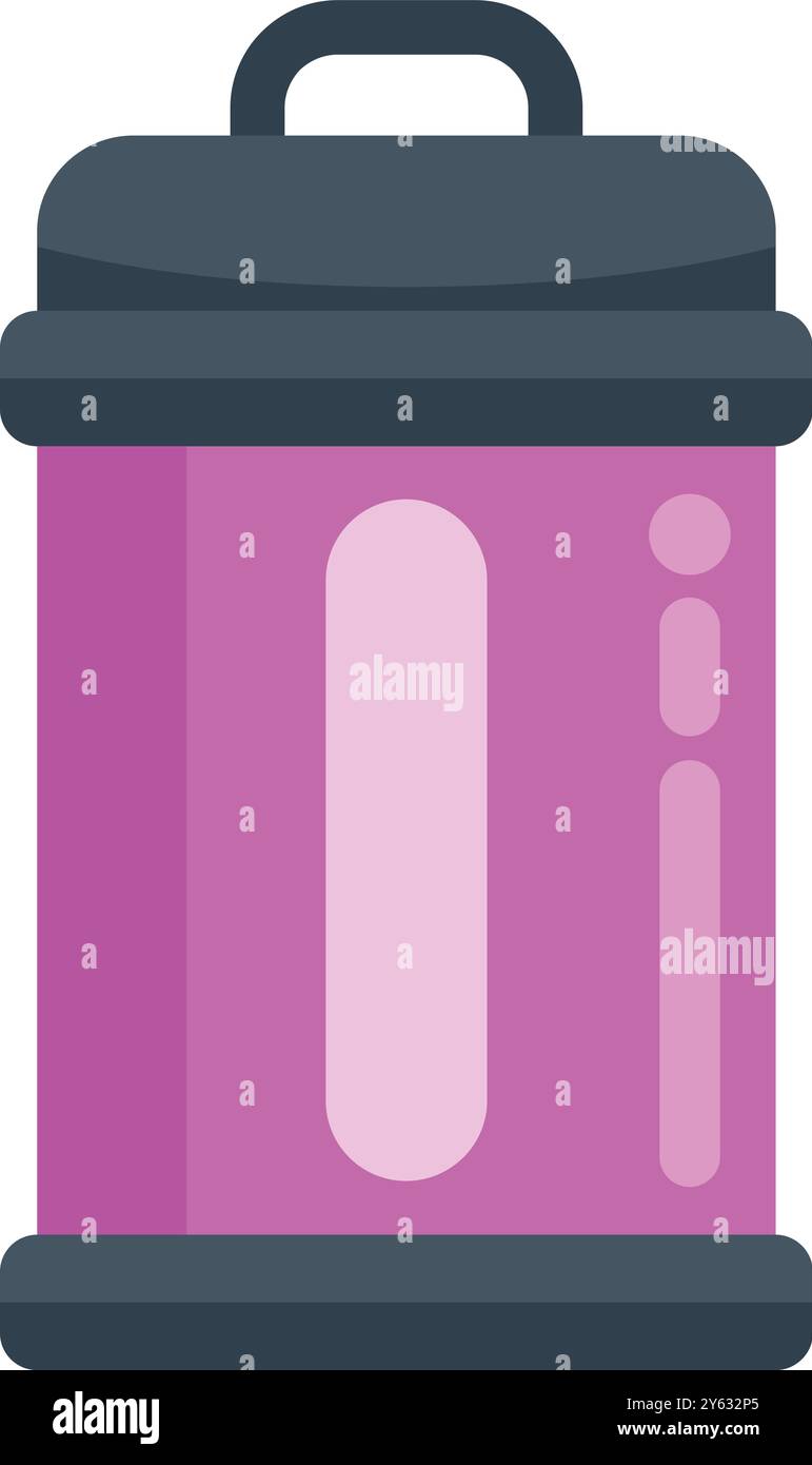 Simple icon of a tall pink trash can with a handle, ideal for ...