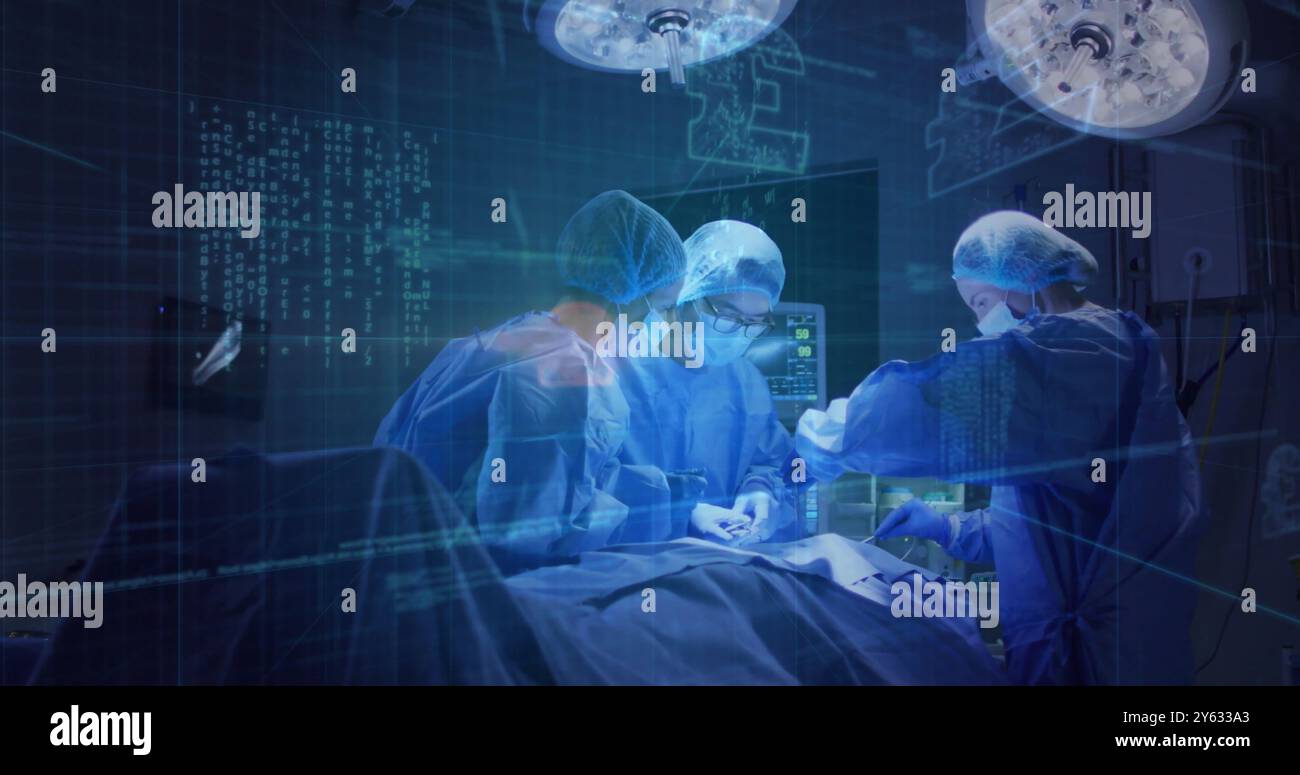 Image of data processing over diverse surgeons during operation Stock ...