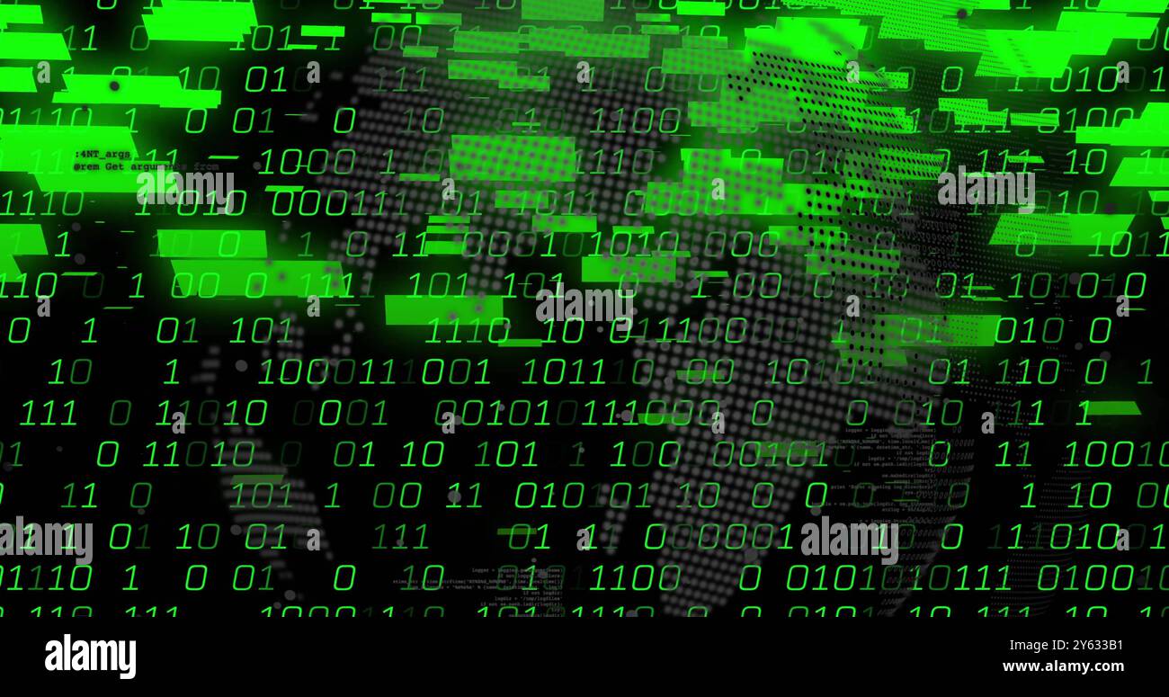 Binary code and digital data processing over pixelated human face image ...