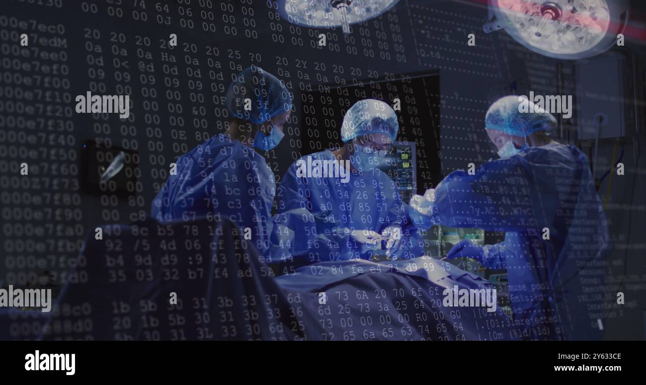 Image of data processing over diverse surgeons during operation Stock ...